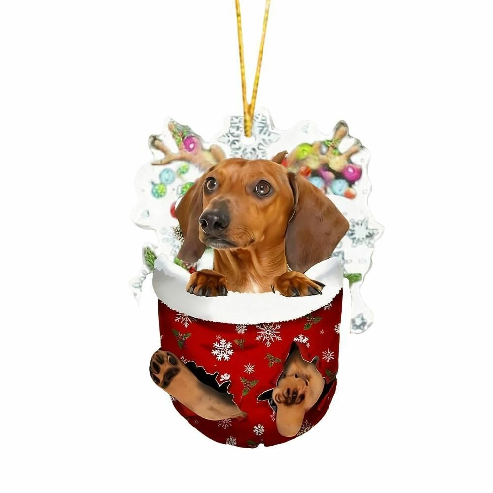 Милый рождественский чулок с собачкой-брелоком