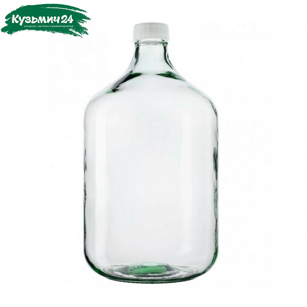 Бутыль винная Казак ТО 58, с крышкой, стеклянная, прозрачная, 15 л