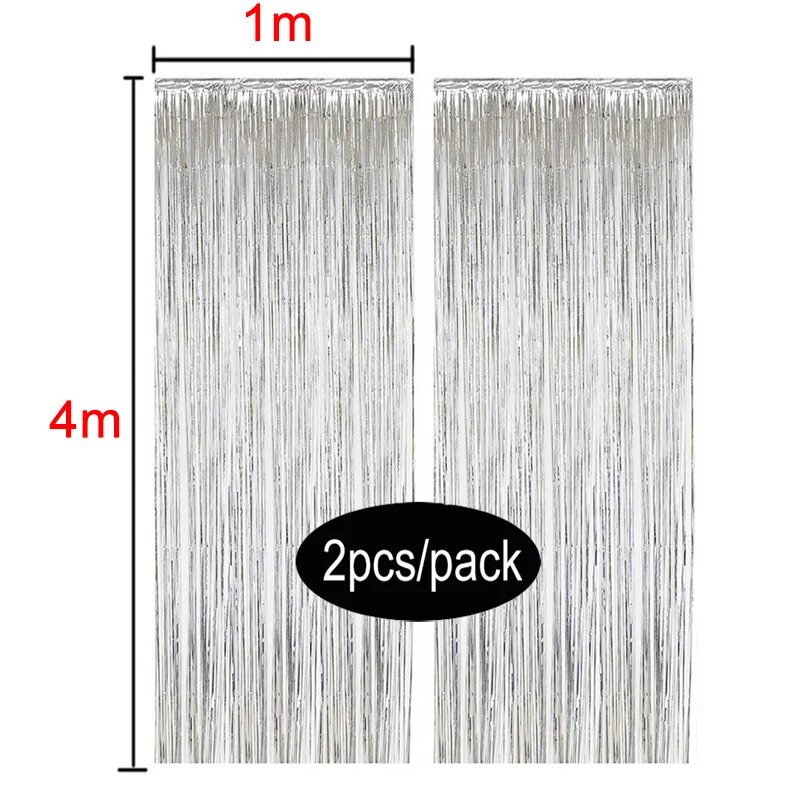 Фольговая занавеска 4 м, золотая, 2 шт. Серый, Mirror Silver