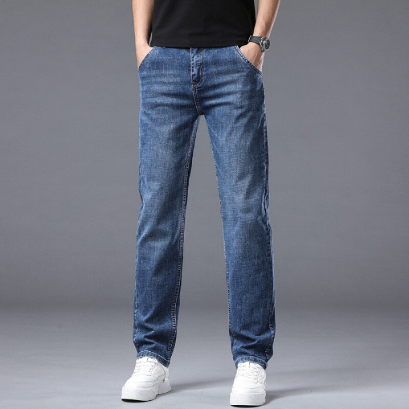 Слим тапер джинсы Rong Новые прямые стильные эластичные джинсы мужские деловые мужские брюки длинные, Размер_31