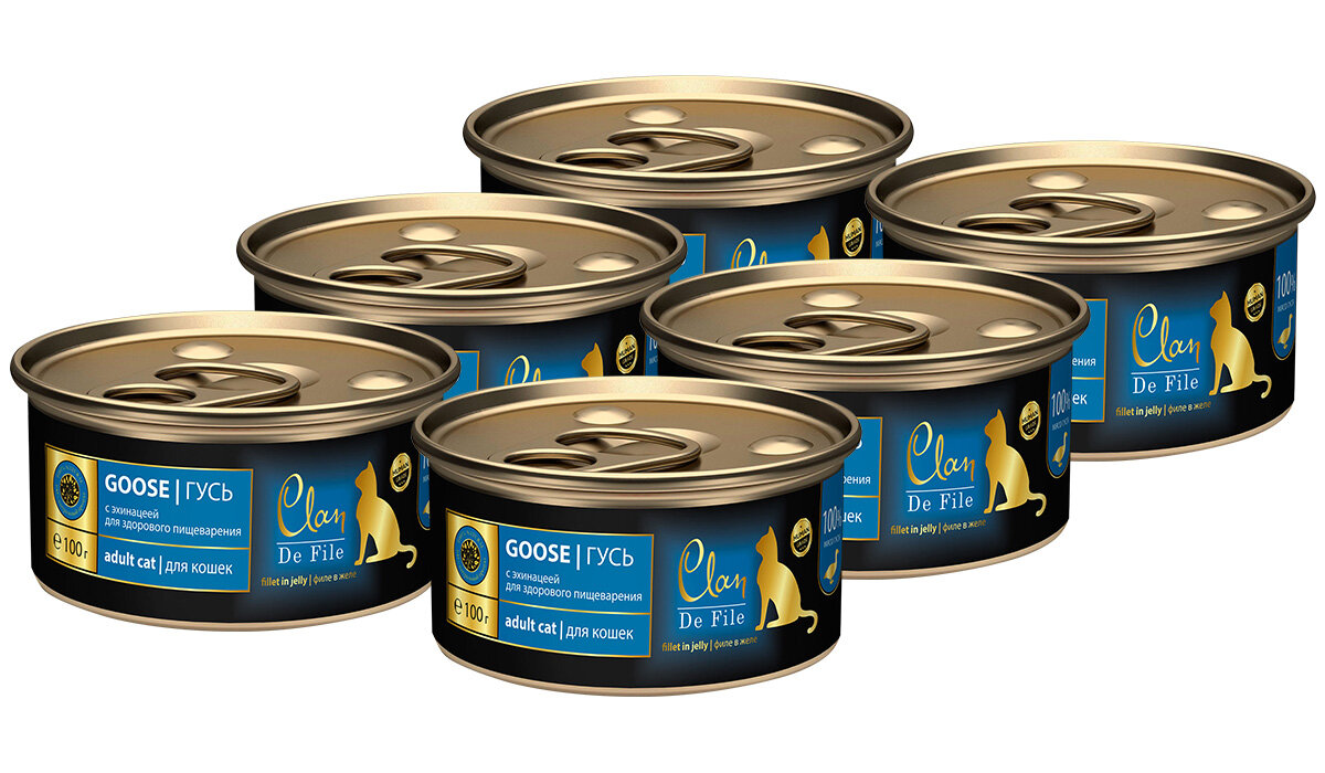 Корм влажный Clan De File монобелковый для кошек, гусь и эхинацея, 100 г х 6 шт