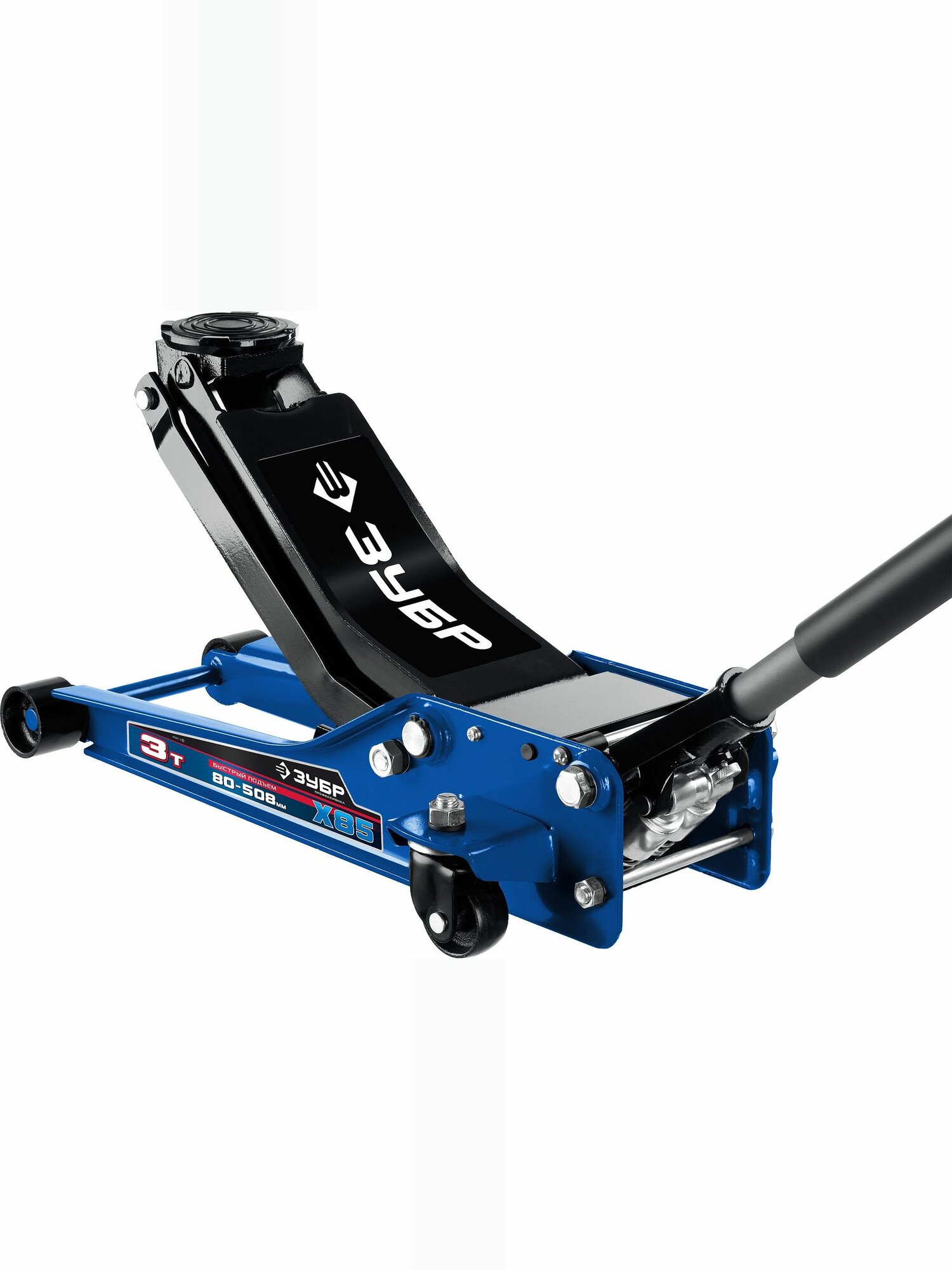 ЗУБР 3 т, 80-508 мм, гидравлический универсальный для СТО, подкатной домкрат 43051-3_z02 Профессионал