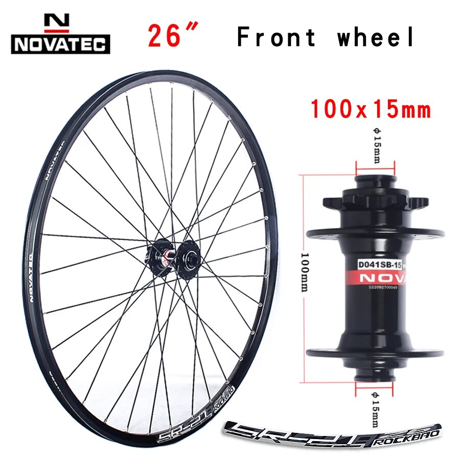 Колеса Novatec для горного велосипеда 26/27.5/29 дюймов 7-11 скоростей Черный, 26inch 100mm Front