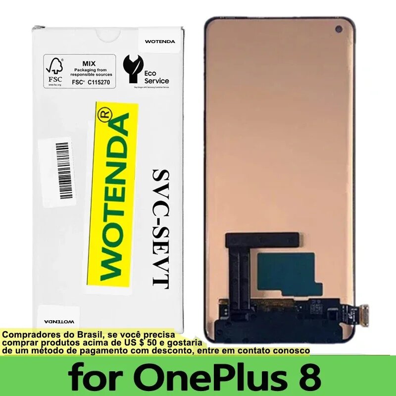 Оригинальный сменный AMOLED-дисплей 6,55 дюйма для OnePlus 8, ЖК-дисплей с цифровым Green with frame