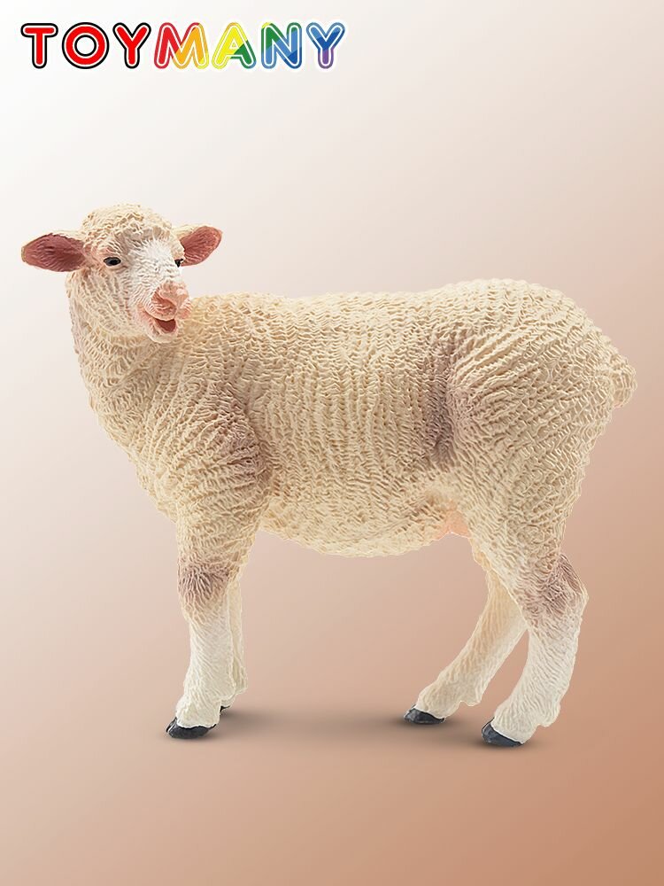 Toymany фигурка ферма животное, Белая овца, подарок и коллекция, 7.6x3.0x6.9cm