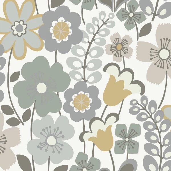 Обои Magic Flowers FD25826 A; 0,52x10,05 м. , флизелин , серый