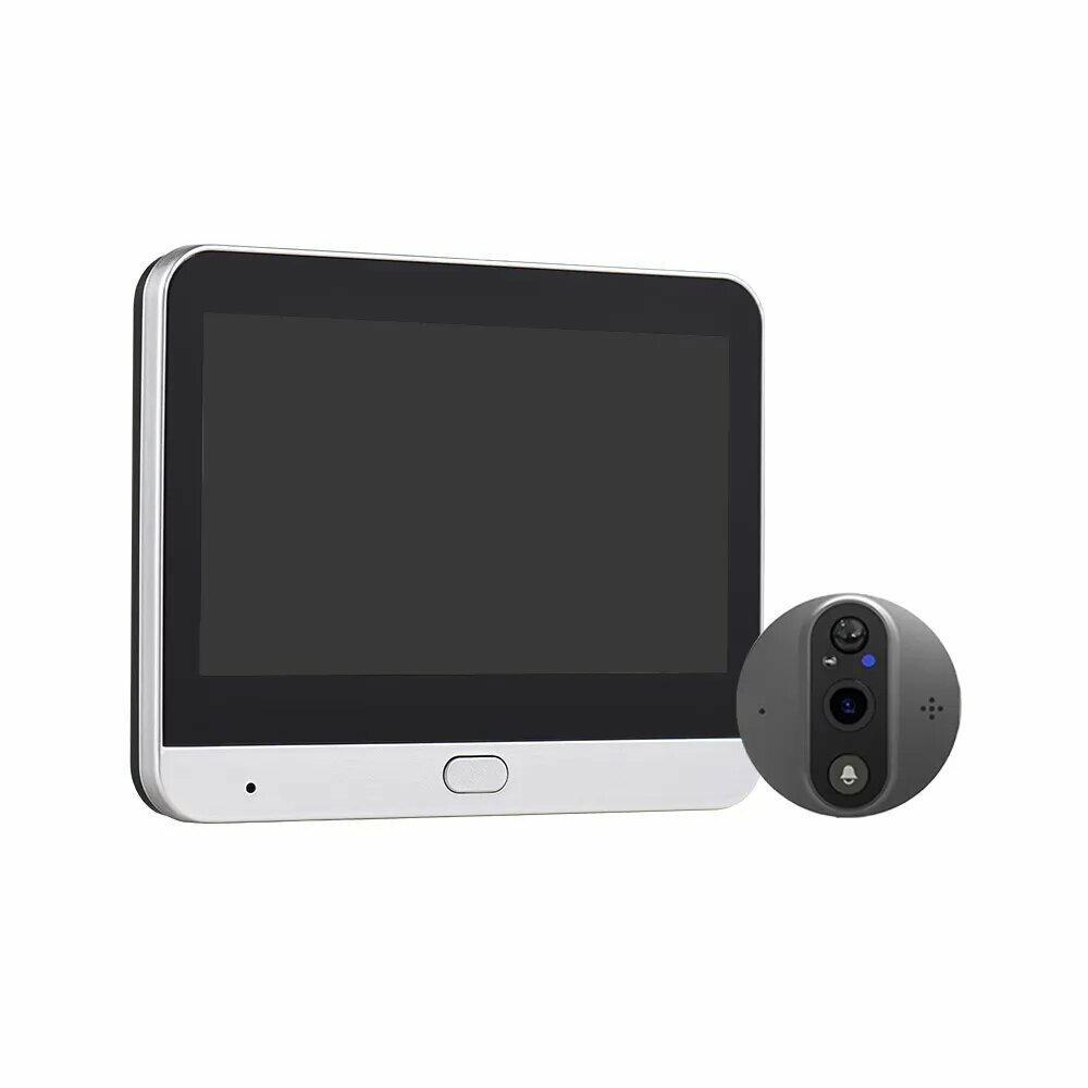 3MP WiFi видеодомофон с глазком-камерой, 4,3" дисплей, Smart Life/Tuya, 1080P, PIR-датчик, сигнализация, двусторонняя связь