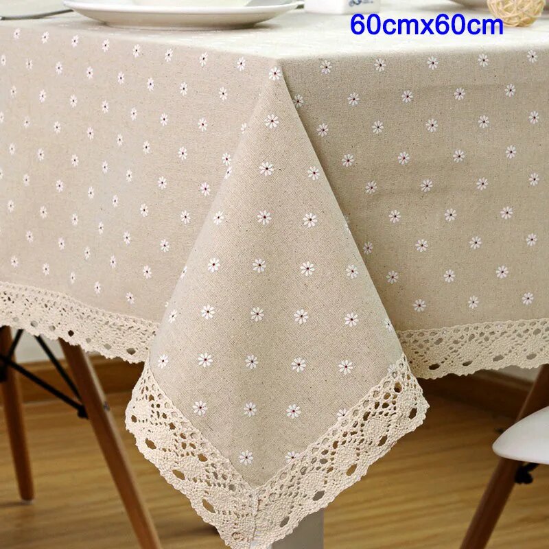 Скатерть 60x60 см, льняной хлопок, цветочный узор, PURPLE