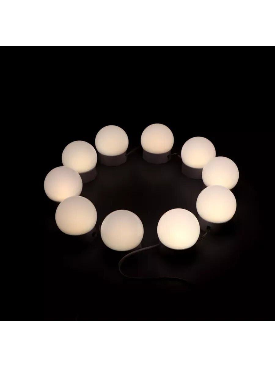 Комплект светодиодных ламп для подсветки зеркала, 10шт, контроллер, от USB, 3000 - 6500К