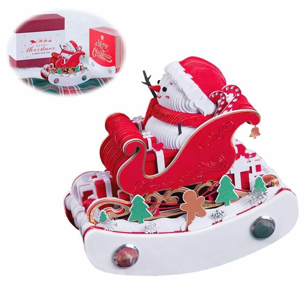 3D календарь на 2026 год в виде рождественских саней, отрываемый бумажный скульптурный декор для рабочего стола