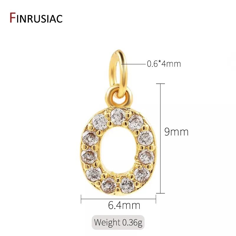 Заключения ювелирных изделий FINRUSIAC латунь с цирконием 26 букв 2 pieces, O