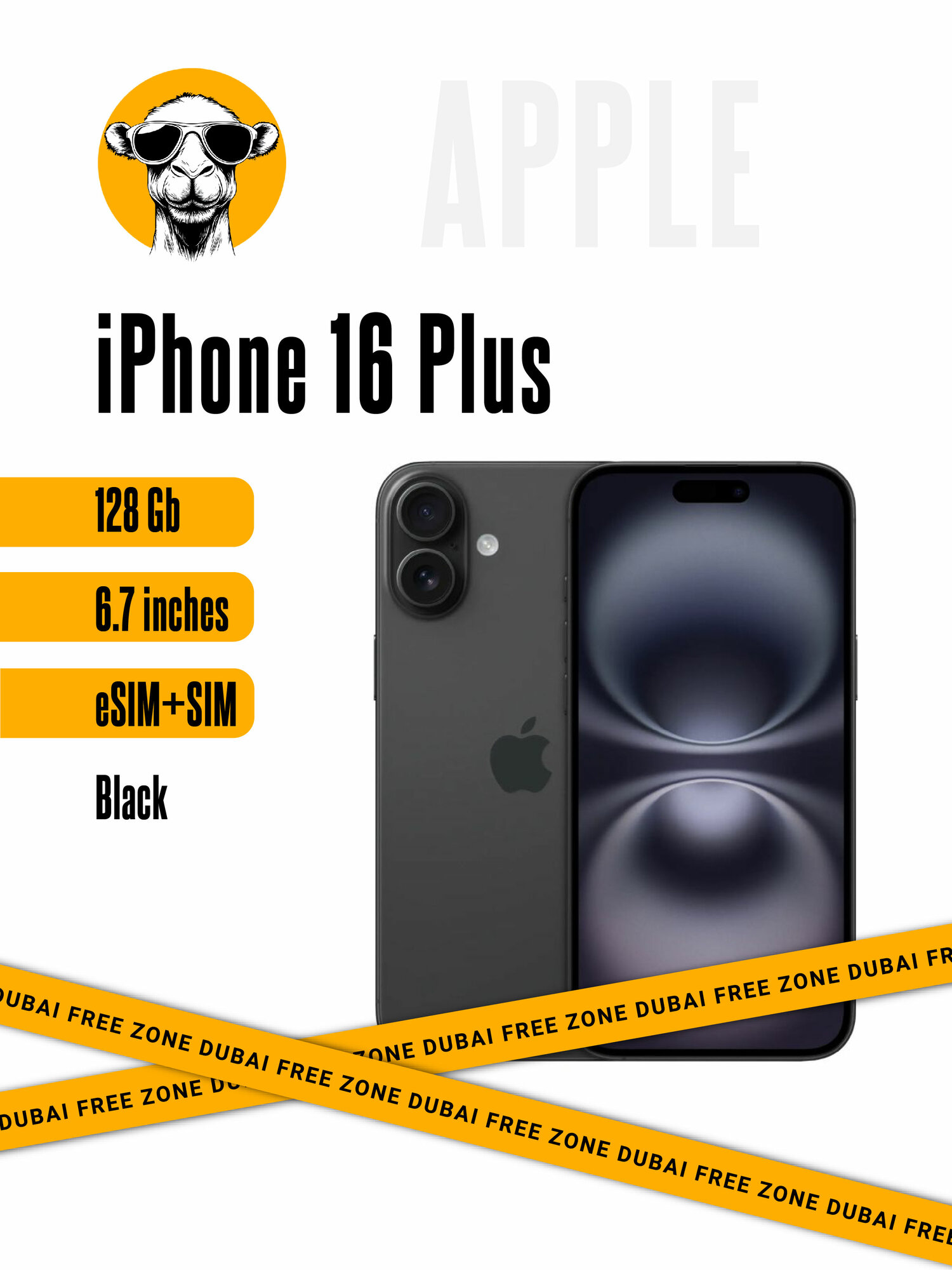 Смартфон iPhone 16 Plus 128GB Black Sim+E-Sim