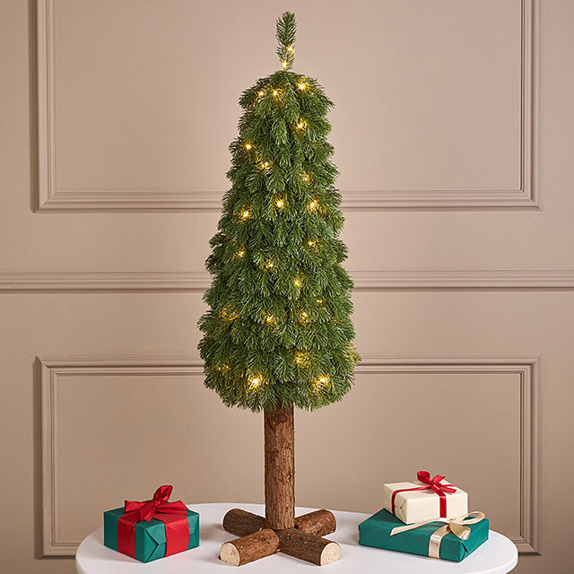Искусственная елка с гирляндой Дриада 90 см, 50 теплых белых LED ламп, контроллер, литая 100%, Winter Deco, 1000902