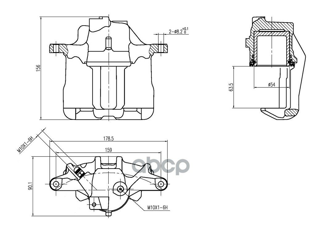 Суппорт тормозной передн. R AUDI A4(B5/B6/B7) 1994-2009, VW Passat(B5) 2000-> (диск 22мм, поршень 54мм) S&K арт. SKCI2038