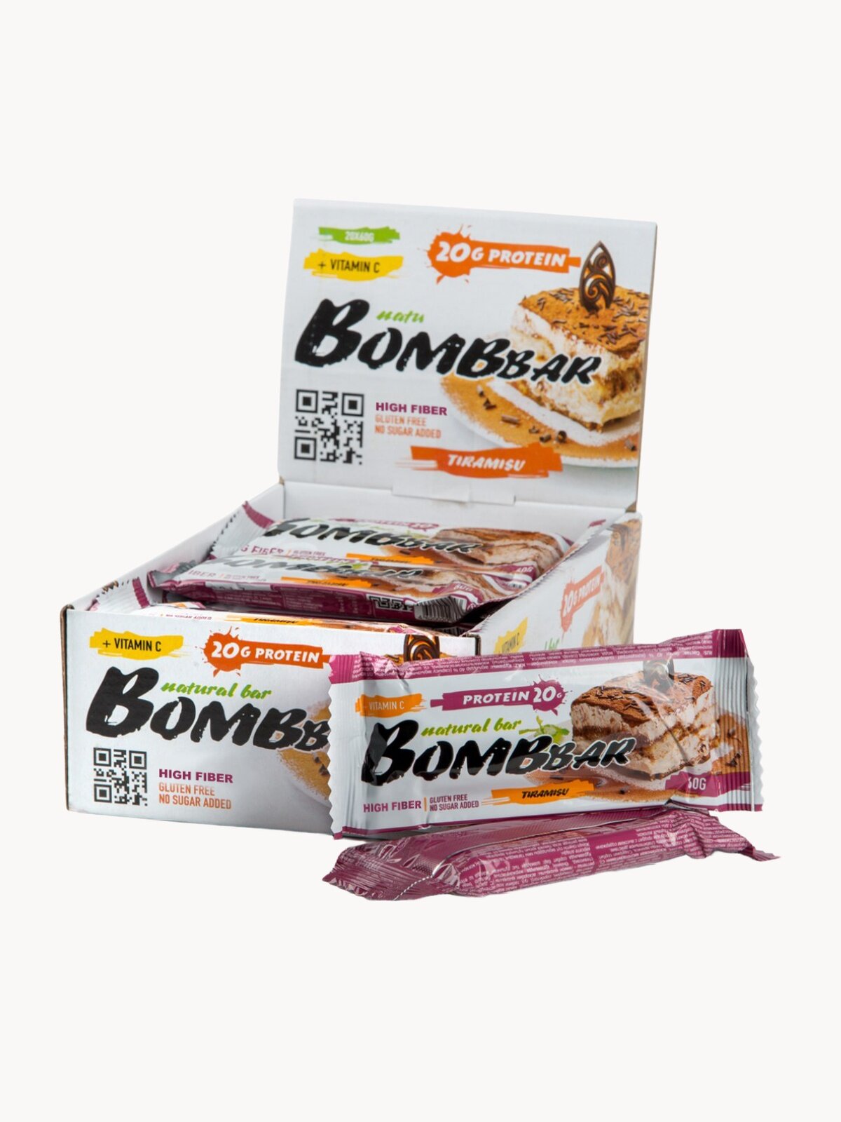 Протеиновые батончики Bombbar без сахара Тирамису, 12шт х 60г
