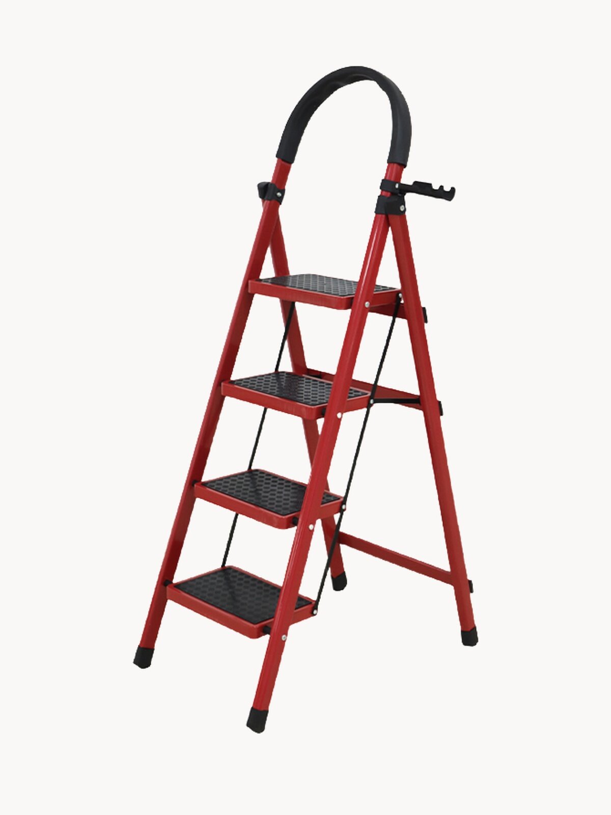 Стремянка 4 ступени, лестница складная, стальная, антискользящая для дома, кухни, садовая 120х60х40 широкие ступени