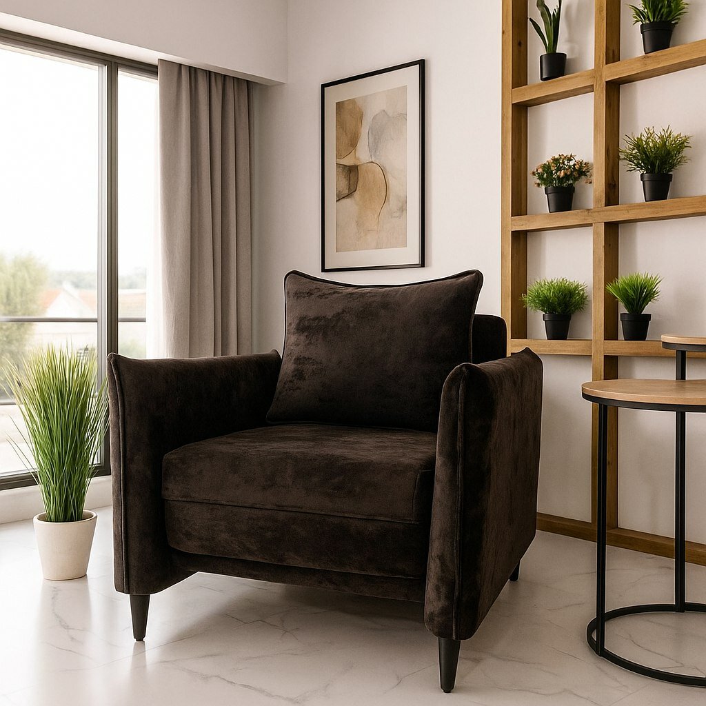 Кресло раскладное с подлокотниками для гостиной, спальни, детской, зала, велюр, 2в1, кресло-кровать, коричневый