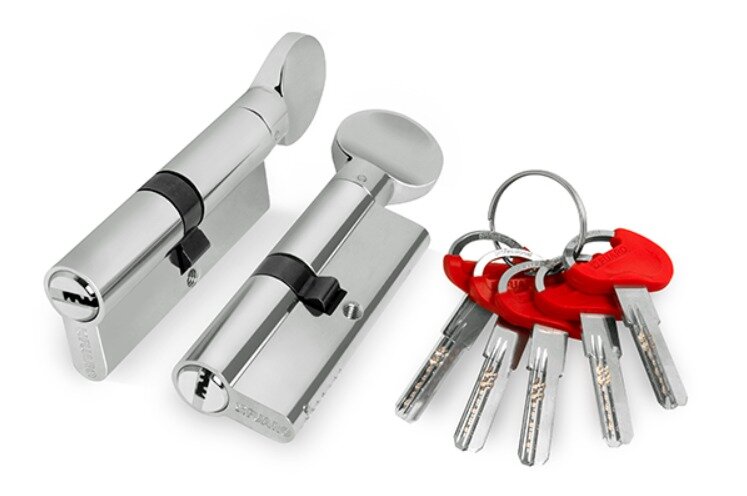 Цилиндр замка личинка FUARO с вертушок - Хром - D-PROKnob 100 (A45+10+B45) CP