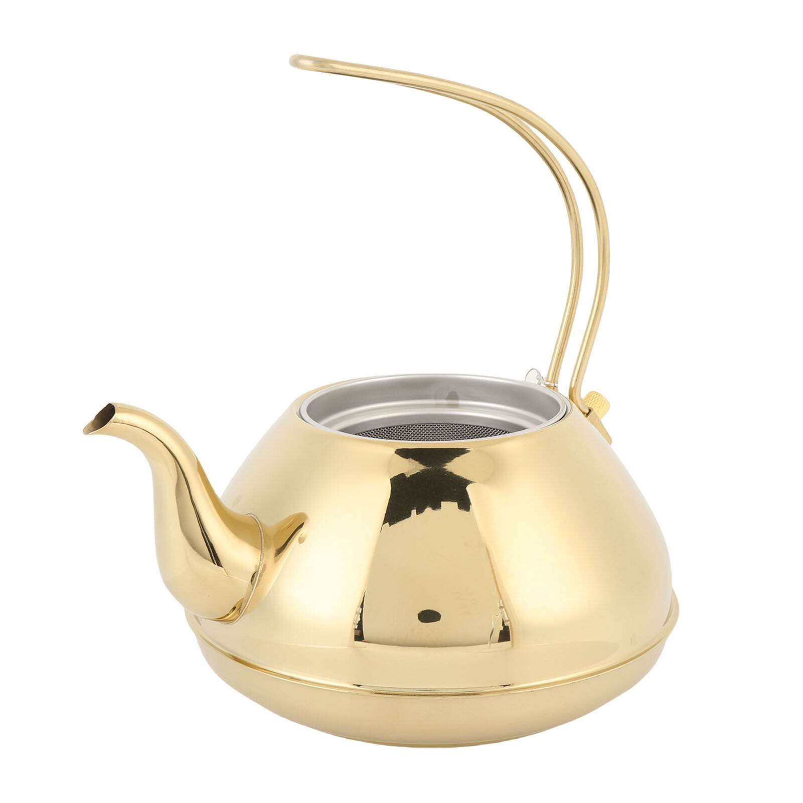 Золотой чайник из нержавеющей стали объемом 1,5 л с ситечком для заваривания чая для ресторана и дома