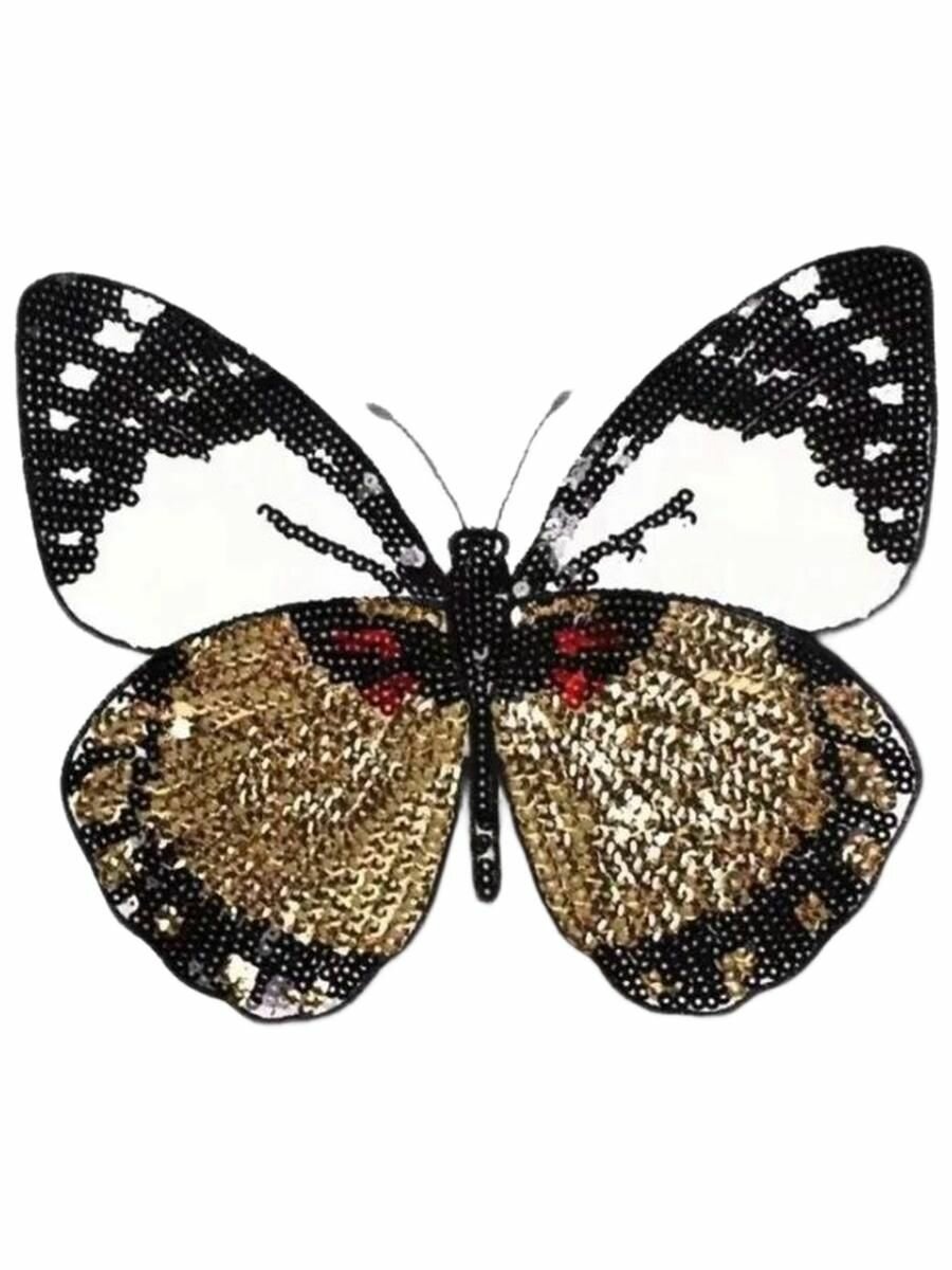 Аппликация (патч) "Бабочка" расшитая пайетками 21x22см