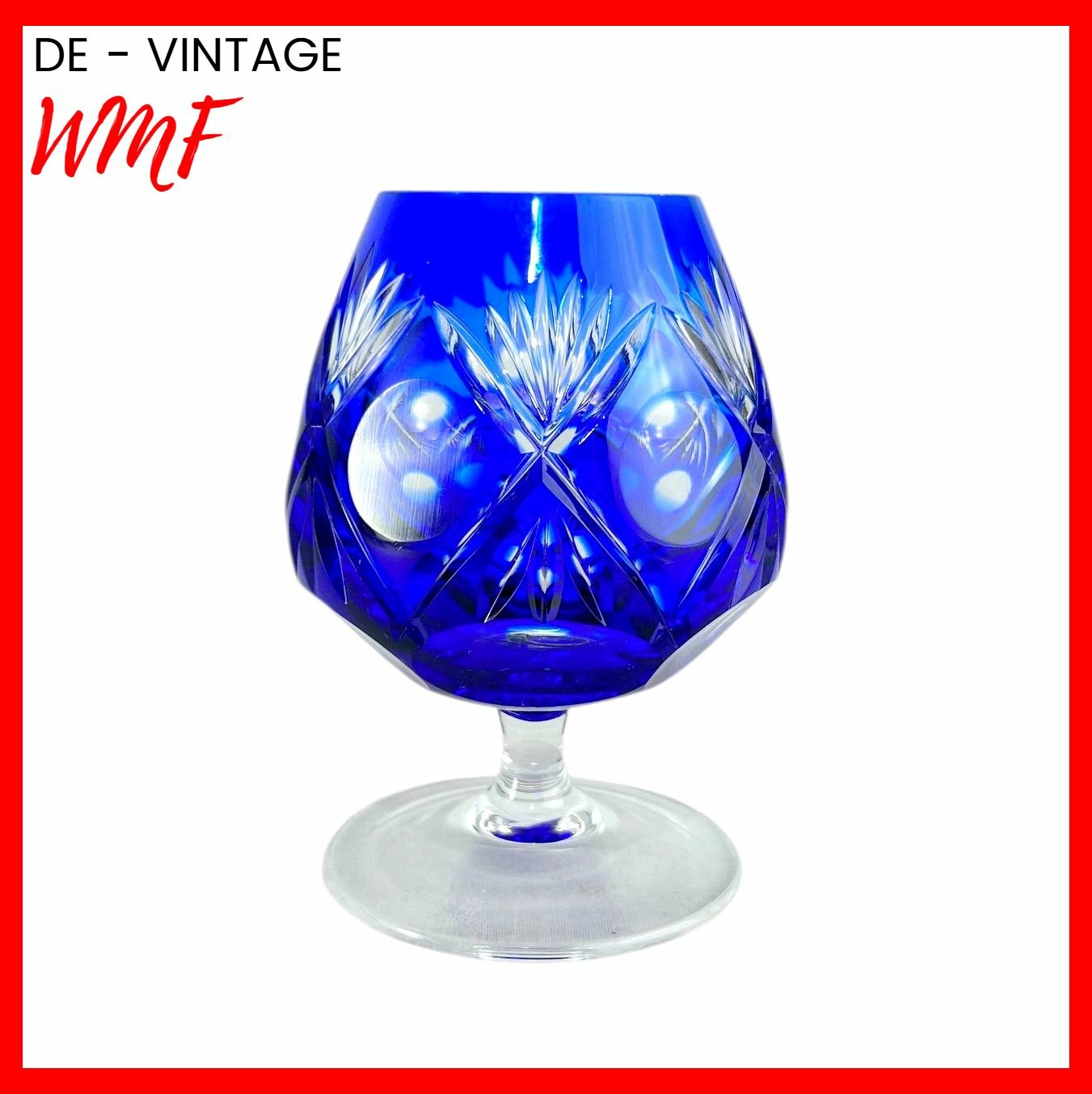 Бокал винтажный цветной хрусталь WMF, синий. Германия