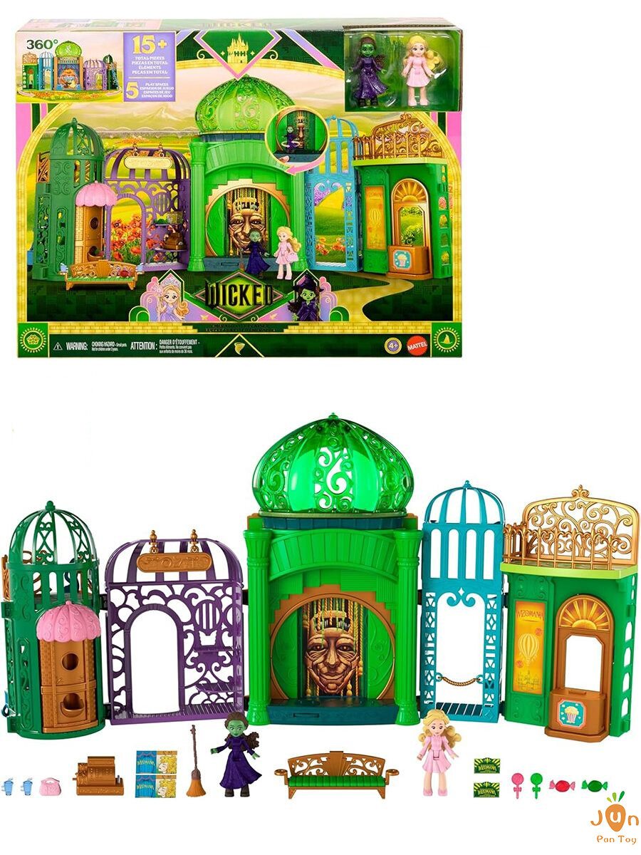 Mattel Universal Pictures' Wicked Emerald City Playset / Игровой набор Замок Уикид для девочек: куклы, аксессуары и сборный замок. Идеальный подарок на день рождения!