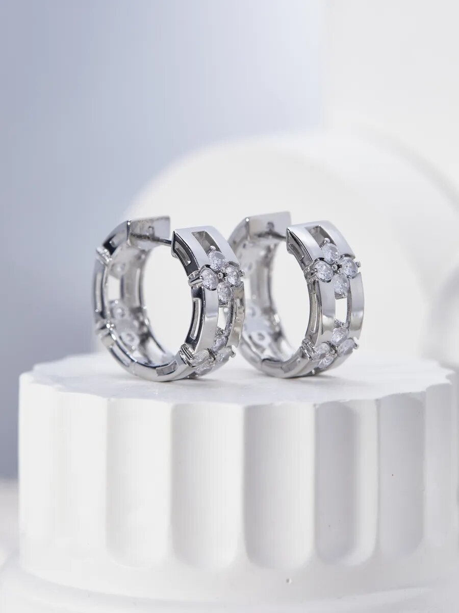 Серьги конго, фианит, кристаллы Swarovski, кристалл