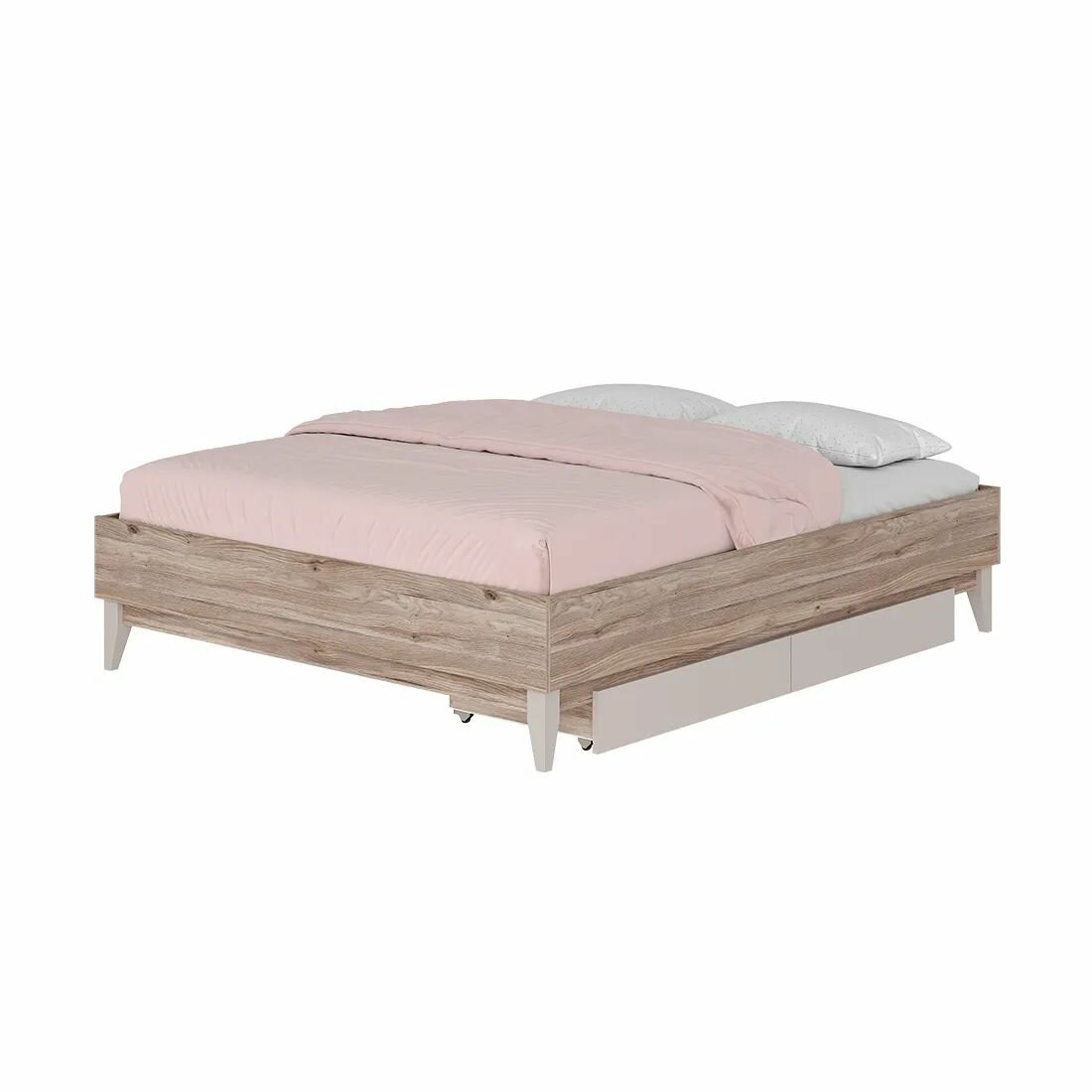 Кровать 1,6 м "Скандика" КР-19 дуб смоки + 2 ящика (БТС)