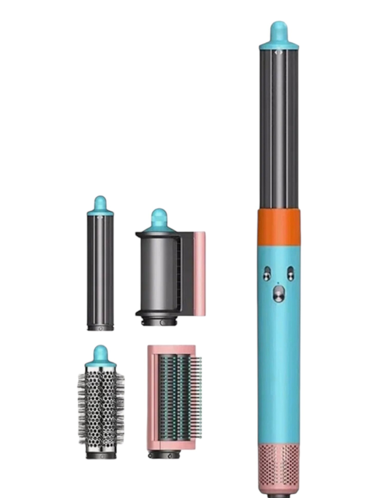 Профессиональный стайлер для волос, плойка для локонов, фен с насадками для укладки расческа 4 в 1, голубой