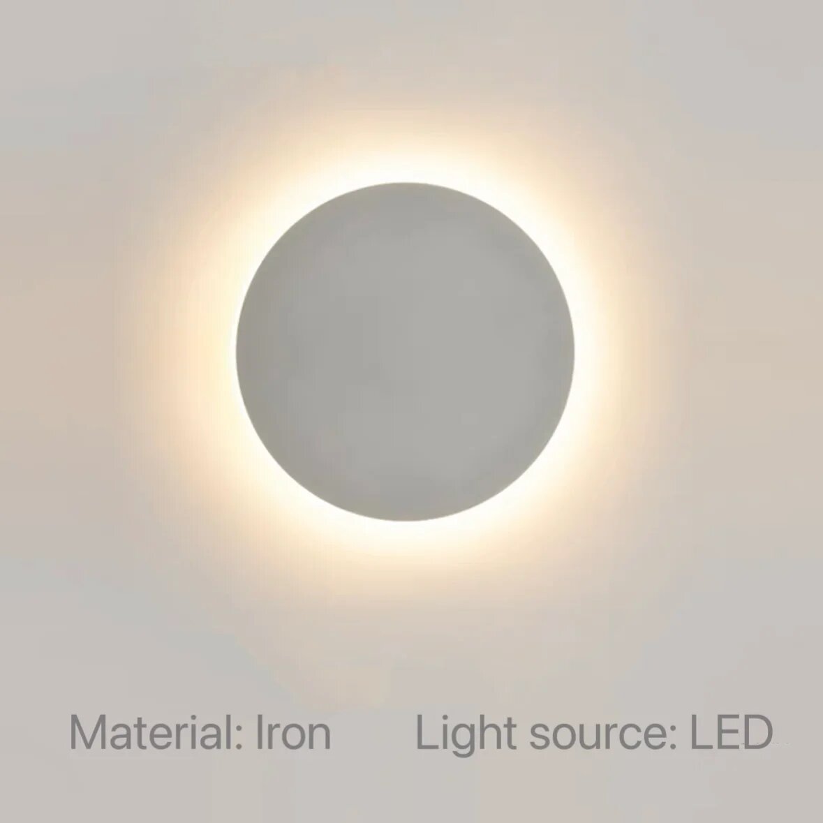 Светодиодные круглые настенные светильники черный/белый/серый Тёплый белый (2700-3500 K), белый, 13cm, wall switch