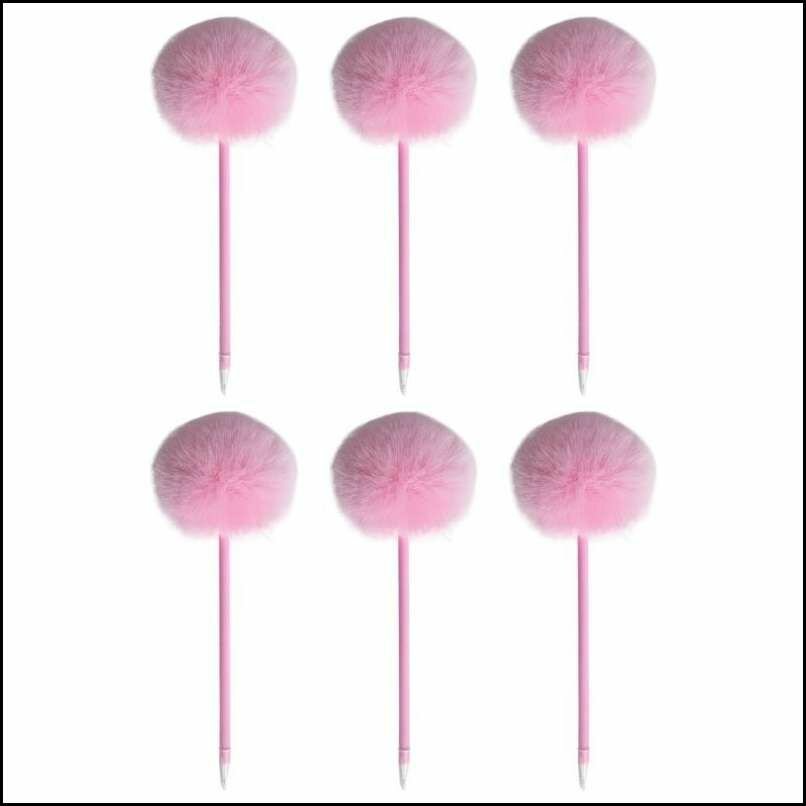 В 1 упаковке 6 пушистых ручек с шариковым наконечником - розового цвета11