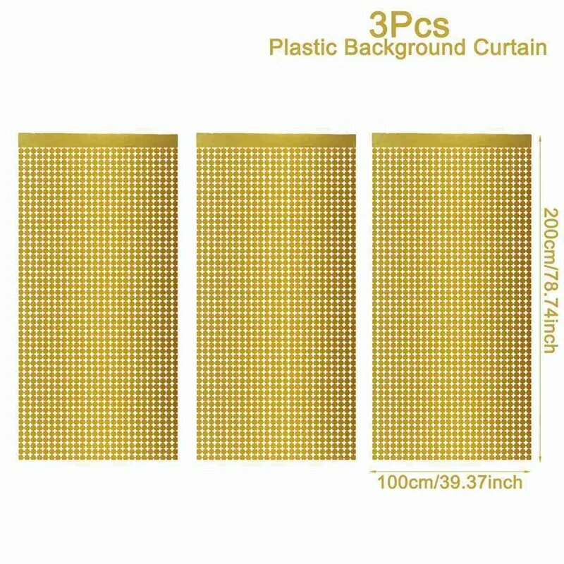 Фольгированная занавеска с блестками 2 м для фотозоны Gold-3pcs