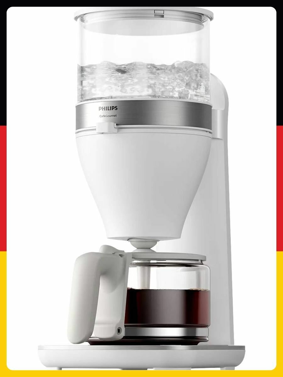 Кофеварка Philips Home Cafe Gourmet HD5416/00 белого цвета. Емкость: 15 чашек. Стеклянный кувшин.