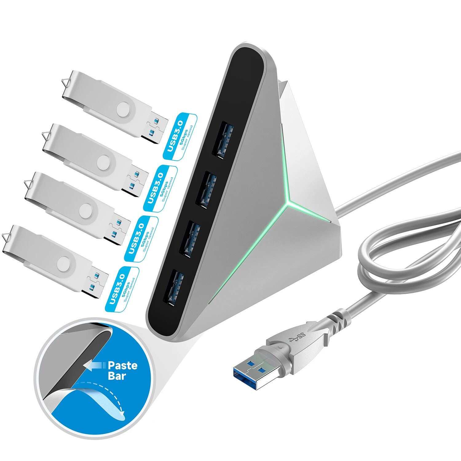 Getatek USB 3.0 концентратор 4 порта, белый