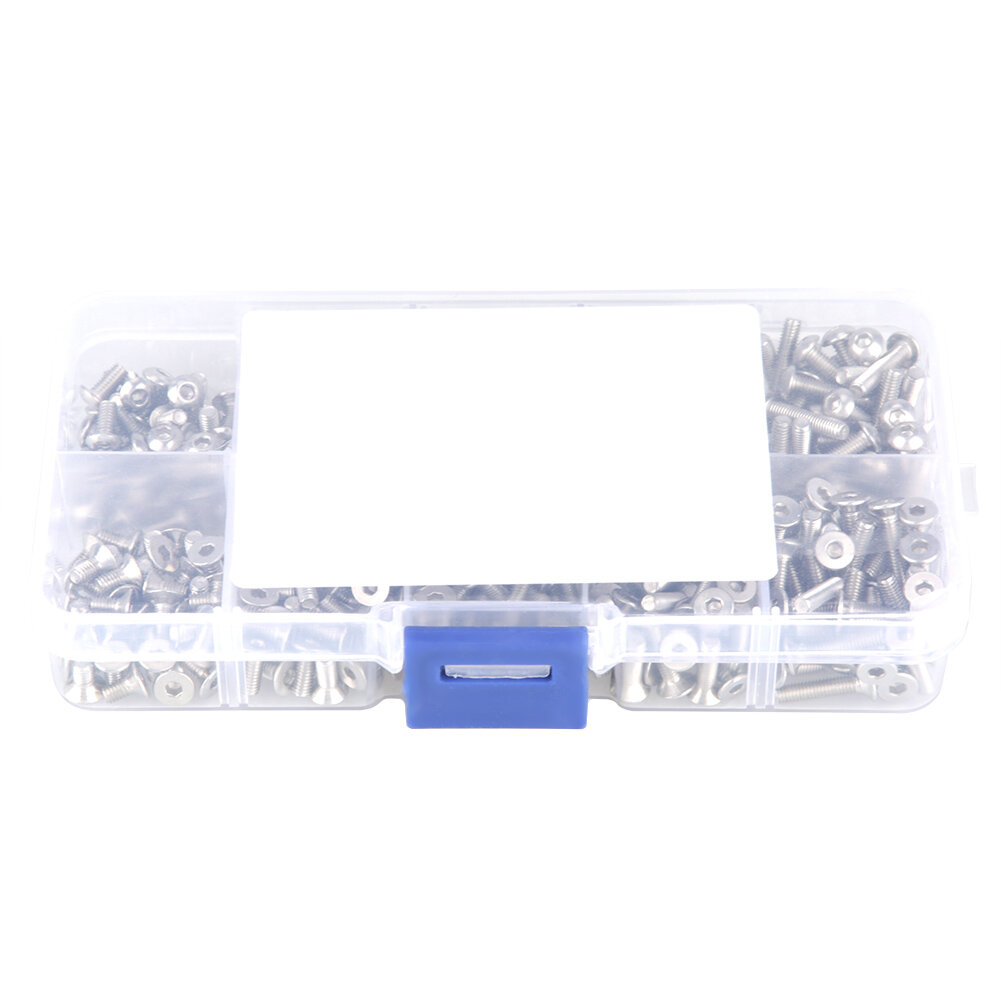 Набор из 400 винтов с шестигранной головкой M3 (плоская головка) из нержавеющей стали 304, диаметр головки 2,5 мм, в коробке.