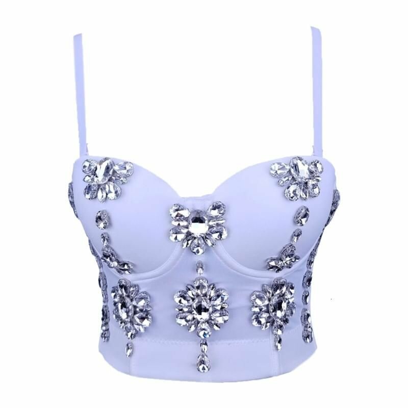 Корсет-бюстье с стразами, Белый - XL