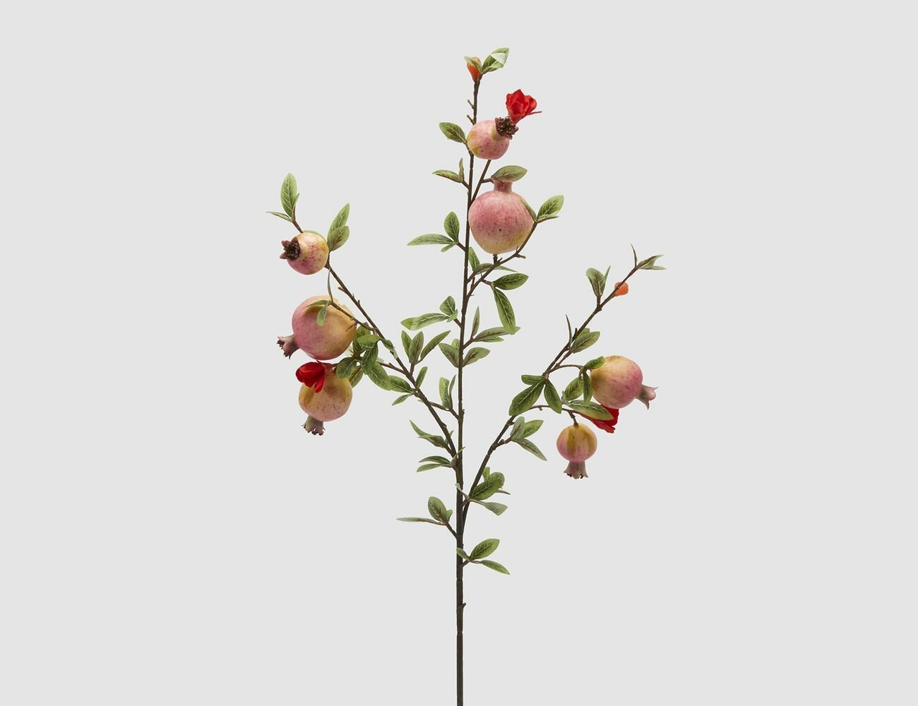 Декоративная искусственная ветка гранаты меридио, пластик, розовая, 76 см, EDG 2500030A330