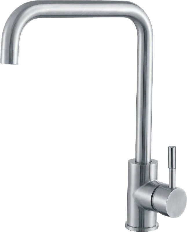 Смеситель для кухни Haiba HB71304-4 с поворотным изливом, матовый, однорычажный, нержавеющая сталь, с керамическим картриджем