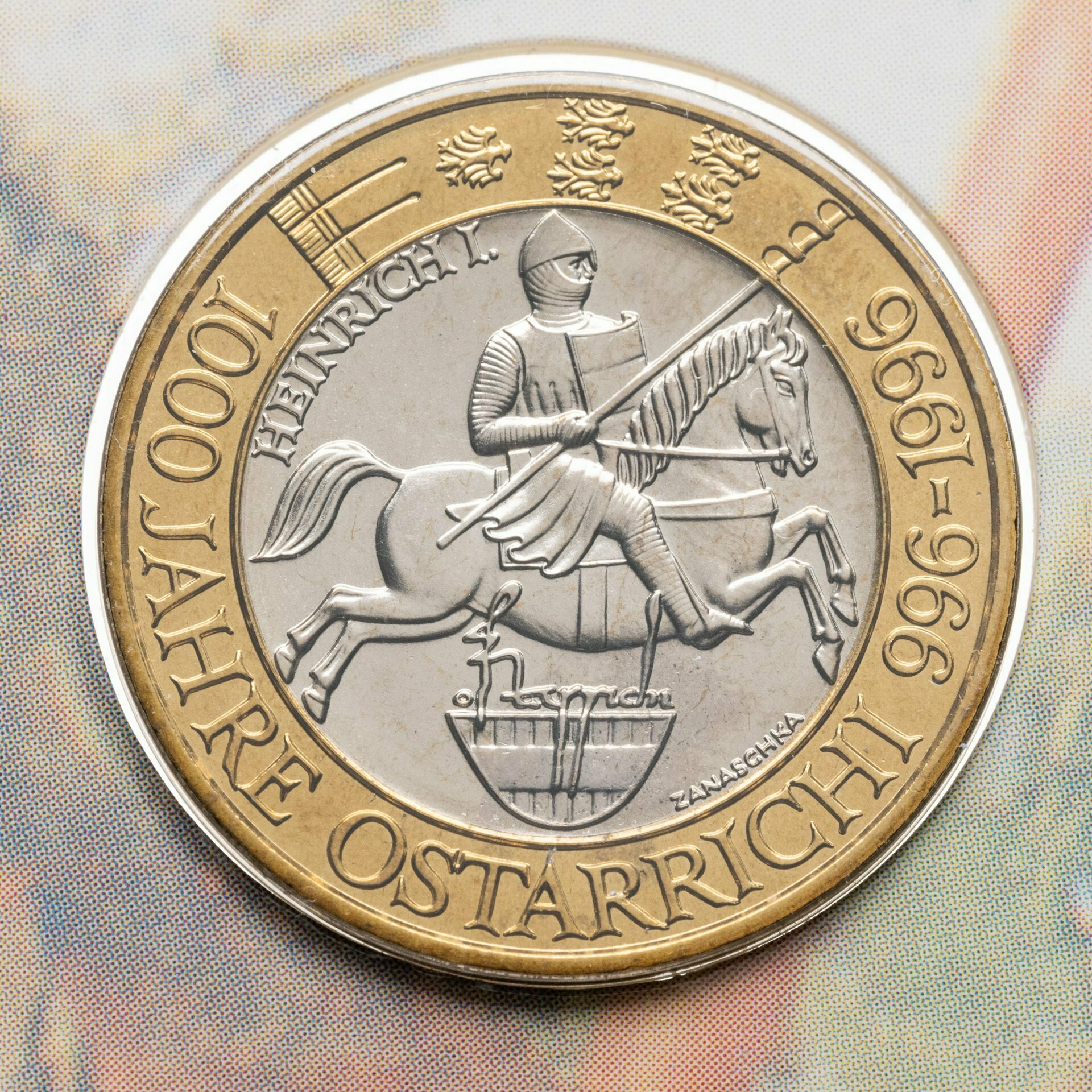 Австрия 50 шиллингов 1996 "1000 лет Австрийскому государству" в официальном буклете, Биметалл, в сохранности BUNC