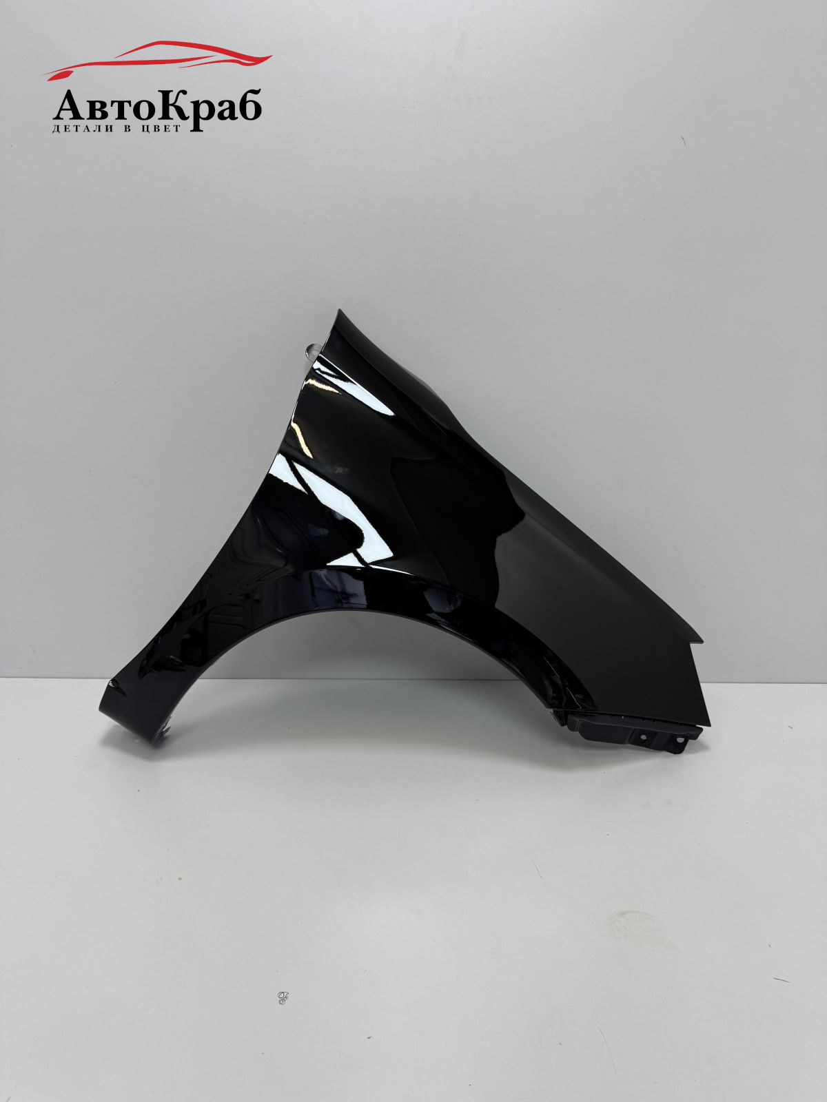 Крыло переднее правое металлическое без повторителя в цвет для Лада Гранта FL 2018 - 2025г. 672 - черная пантера, черный