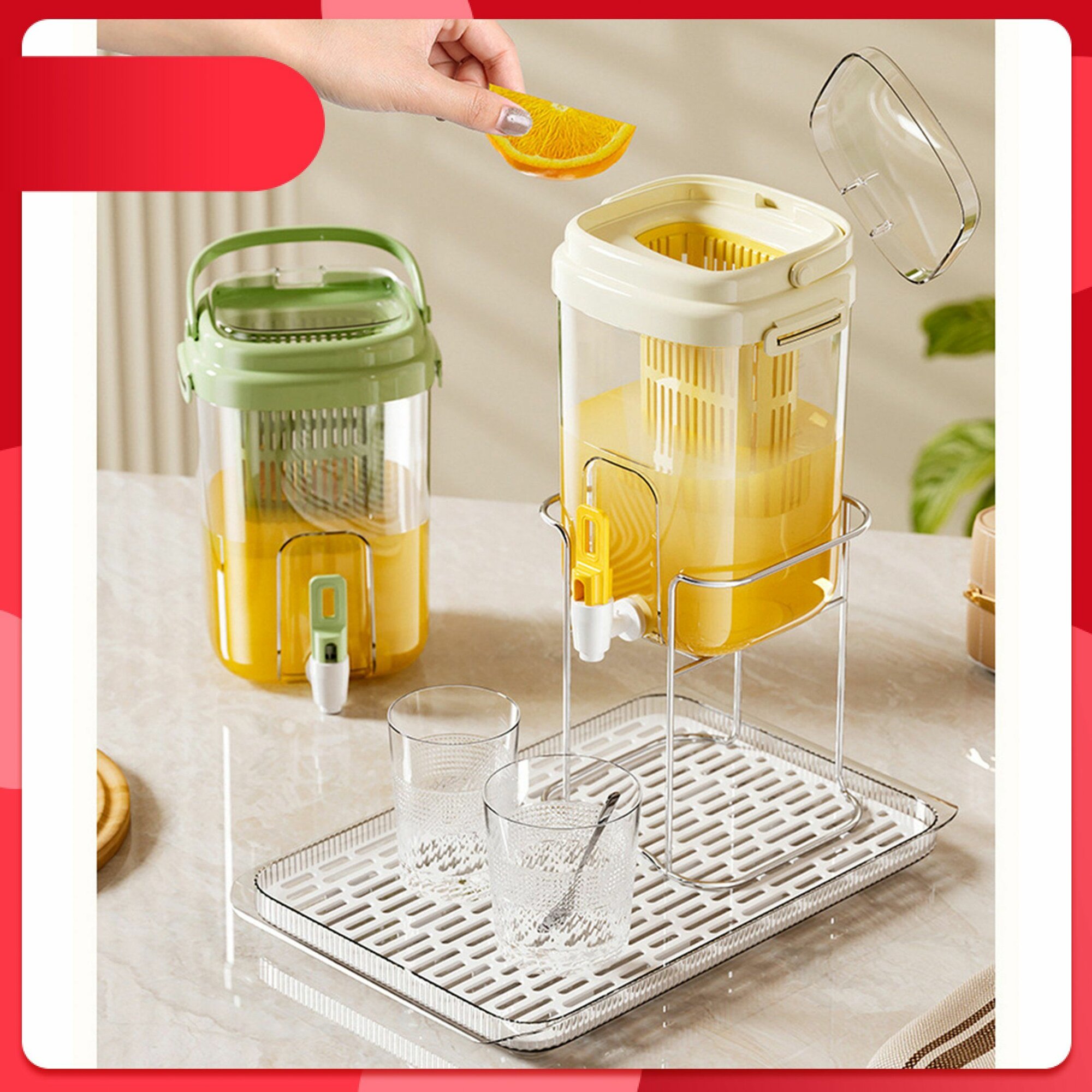 Большой герметичный диспенсер для напитков с краном пластиковый контейнер холодильника