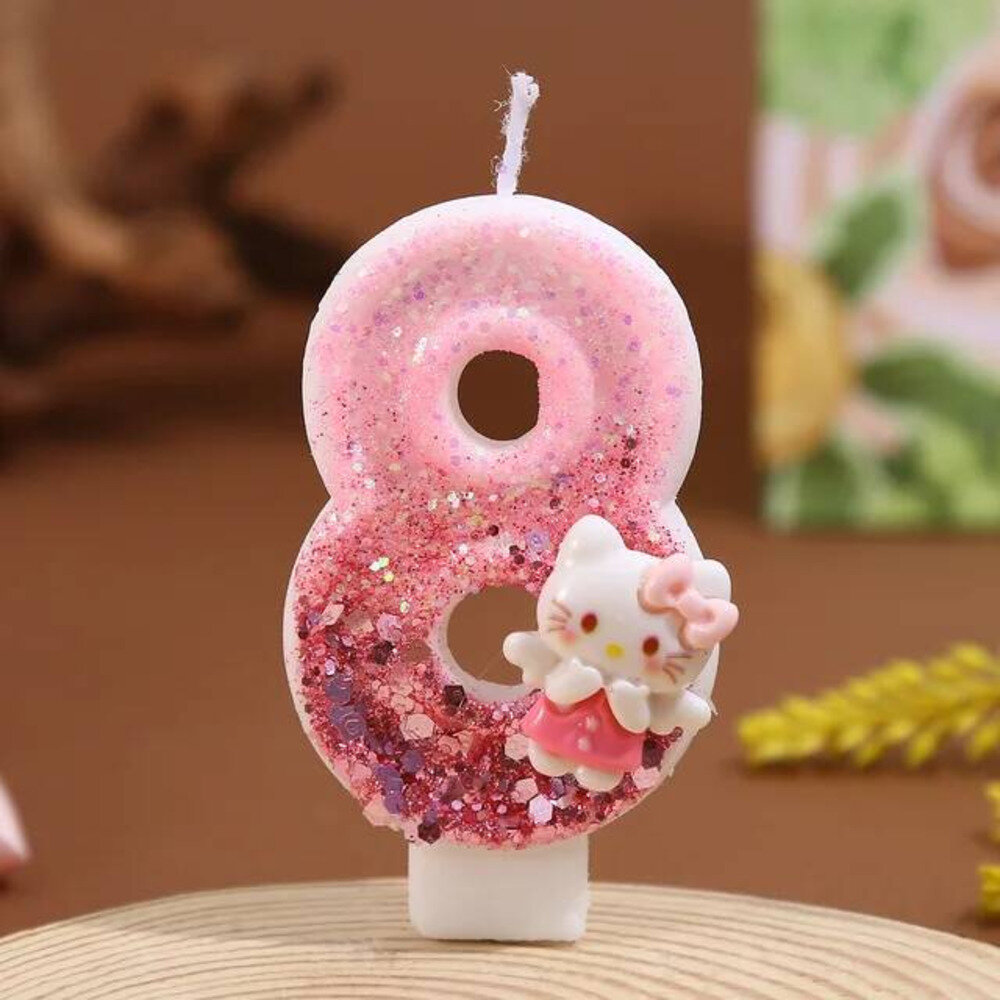 Цифровые свечи Sanrio Hello Kitty 0-9, украшение для торта в стиле аниме, аксессуары для украшения кексов и торта, подарок.