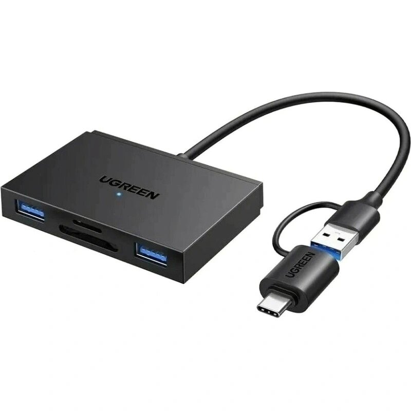 Картридер UGREEN CM812 (45167) 4-in-1 MicroSDxUSBxUSB-CxSDXCxSDHC черный