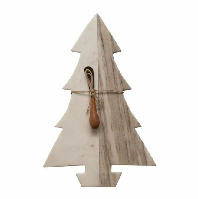 Сервировочная мраморная доска Creative Co-Op "Christmas Tree", 42 см