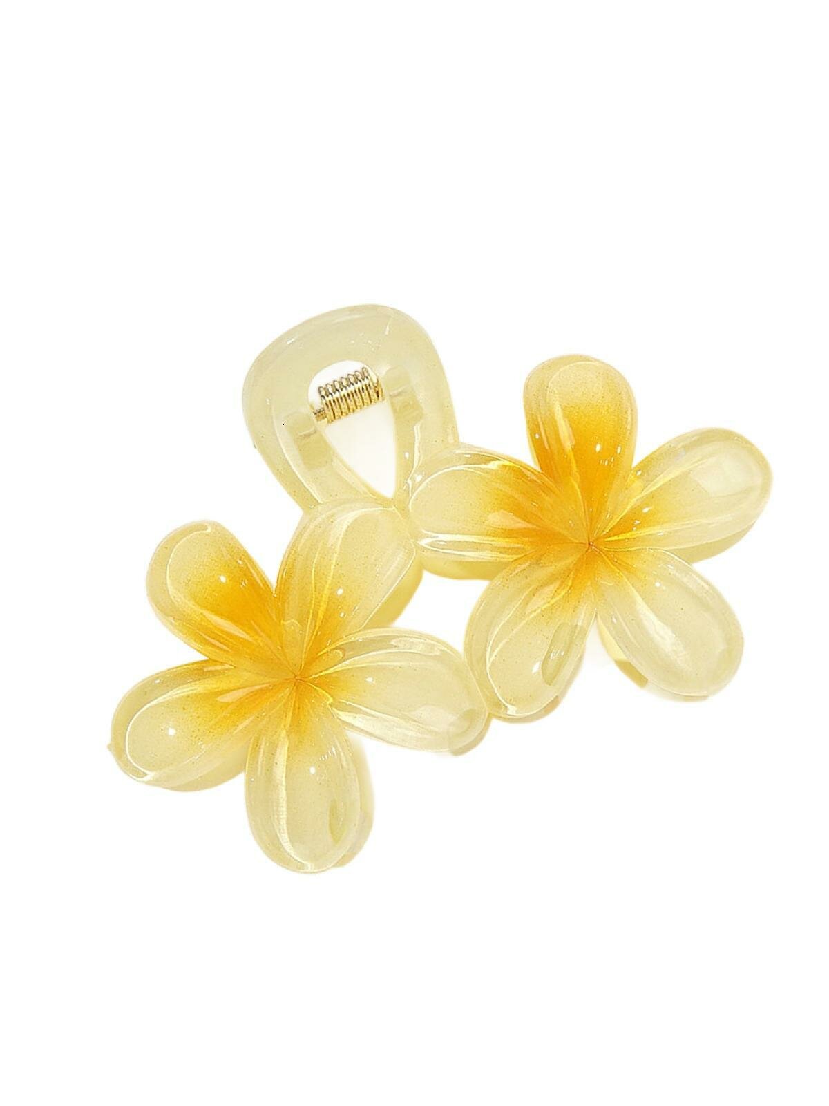 Модная пластиковая заколка для волос с двойным цветком Для ежедневного использования и занятий спортом