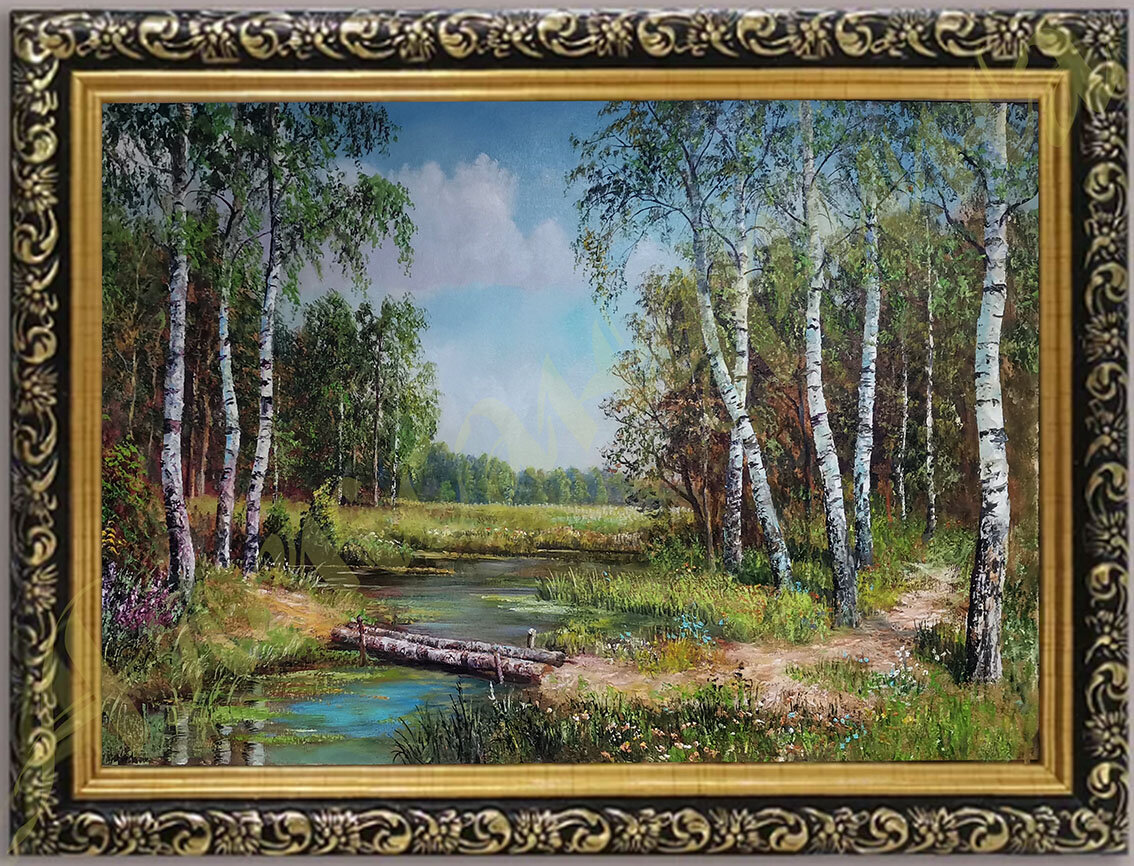 Картина на холсте "Родные просторы" в пластиковой раме, репродукция, 15 x 21 см