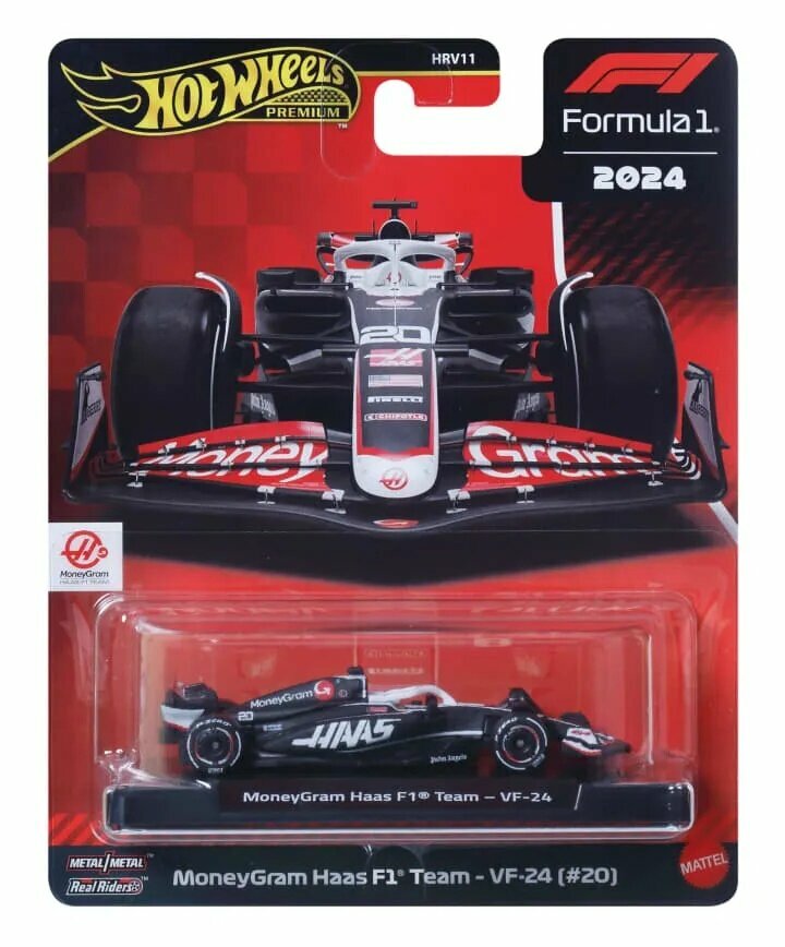 Hot Wheels Premium 1/64 машинка формула 1 MoneyGram Haas F1 Team VF-24 Car #20 Kevin Magnussen, моделей автомобилей из литых под давлением сплавов