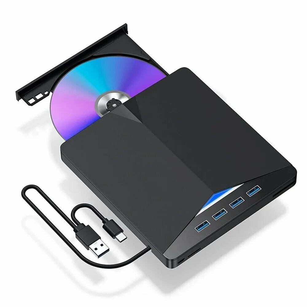 Внешний CD/DVD-привод 7 в 1, USB 3.0 и Type-C, совместим с Windows, Linux