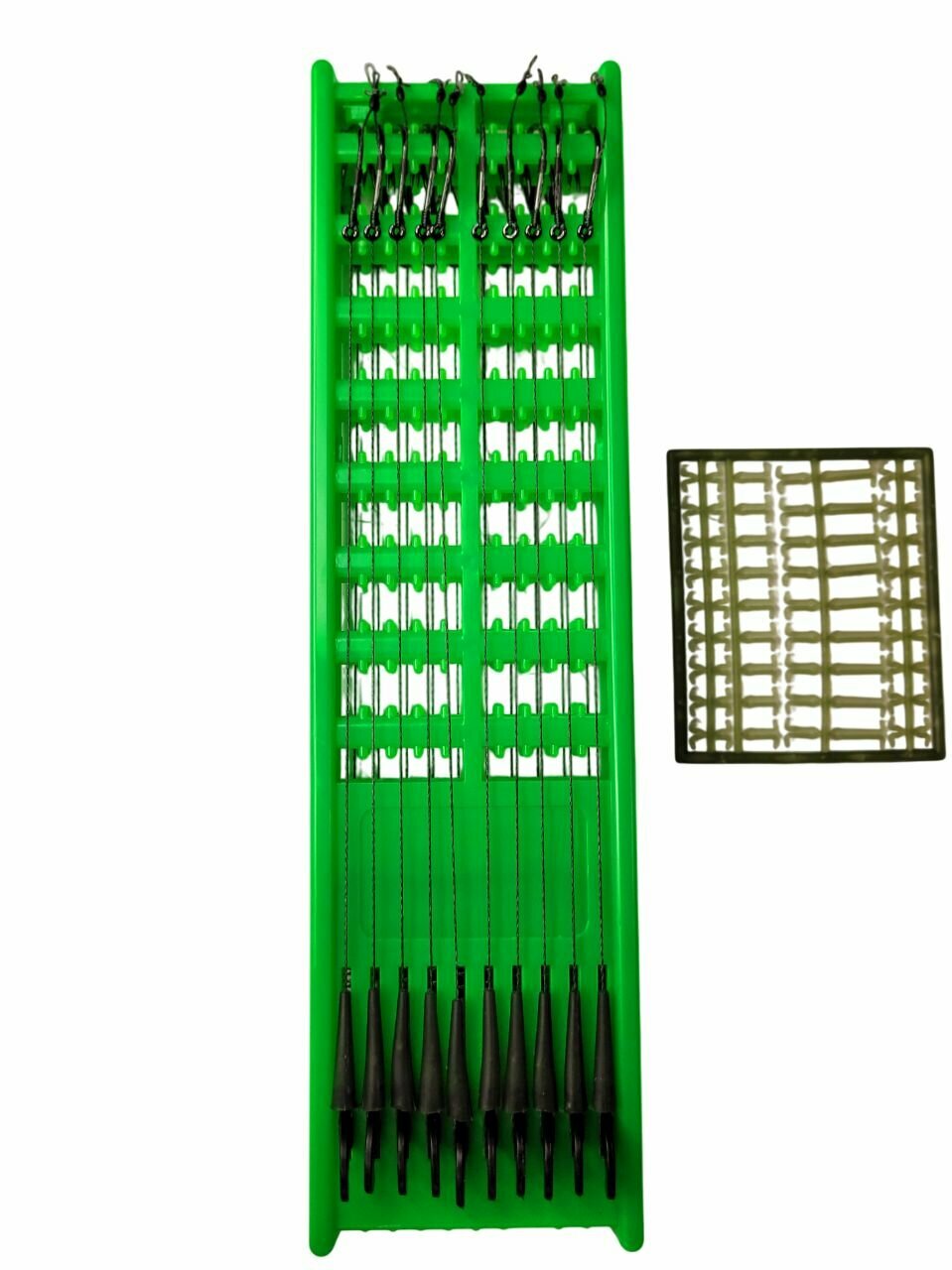 Набор готовых карповых поводков 20шт крючок Hayabusa №8 + поводочница стопорки