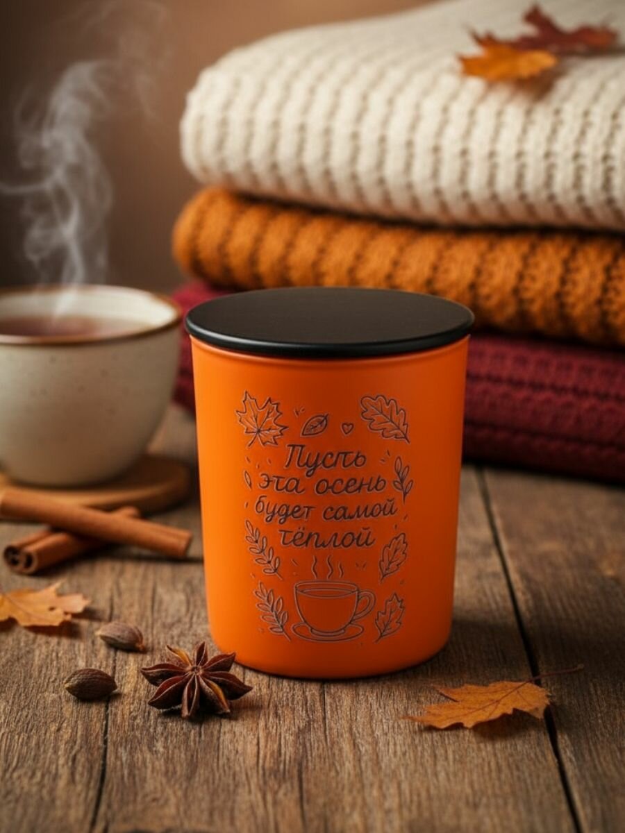 Ароматическая свеча " Золотая осень" в подарочной упаковке / Груша и бренди